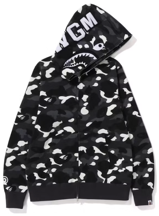 BAPE City Camo Shark WGM Full-Zip Hoodie (SS23) Black – The Lux NY